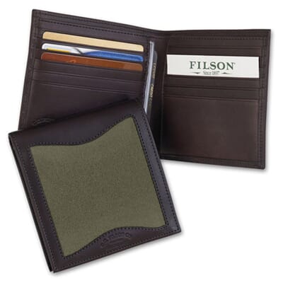 Filson LEATHER/TWILL PACKER WALLET OT 65209341135 - Scopelist.com