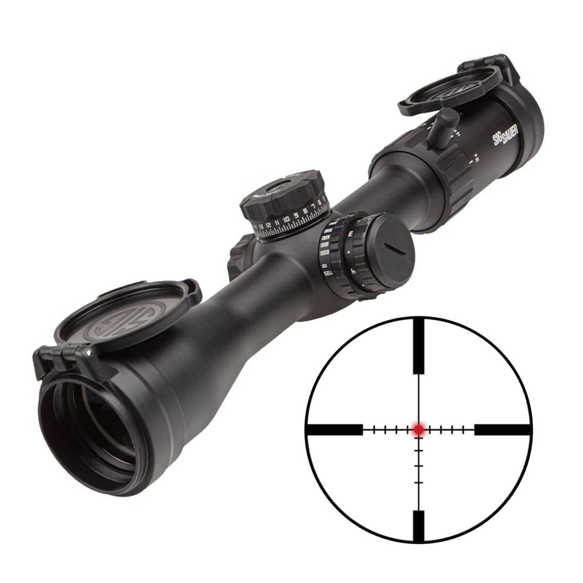 Sig Sauer WHISKEY4 3-12x44mm SFP Hellfire Illum BDC Riflescope w/Side ...